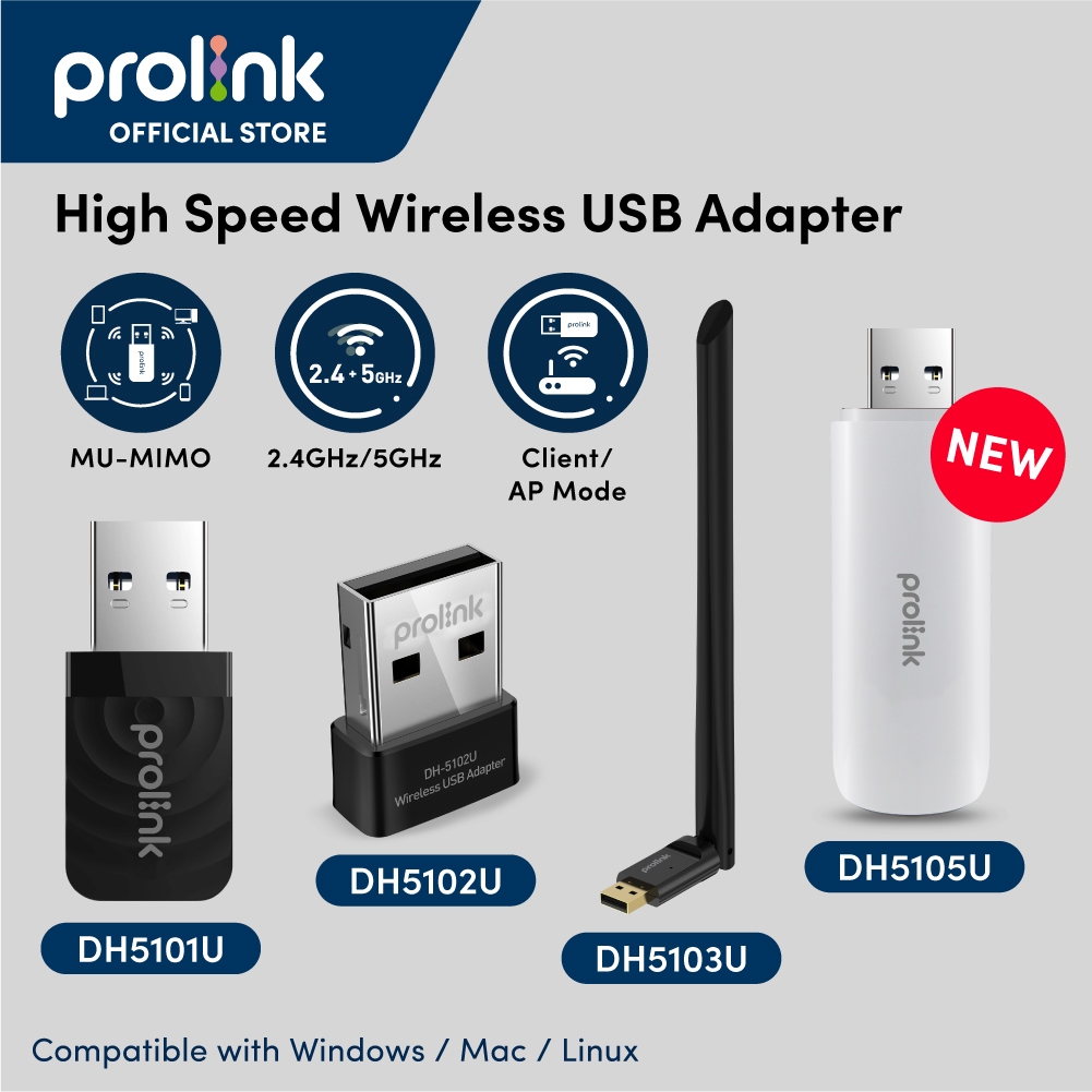 Prolink USB WiFi Adapter AC1300 5G/2.4G WiFi Receiver Dongle Mini ...