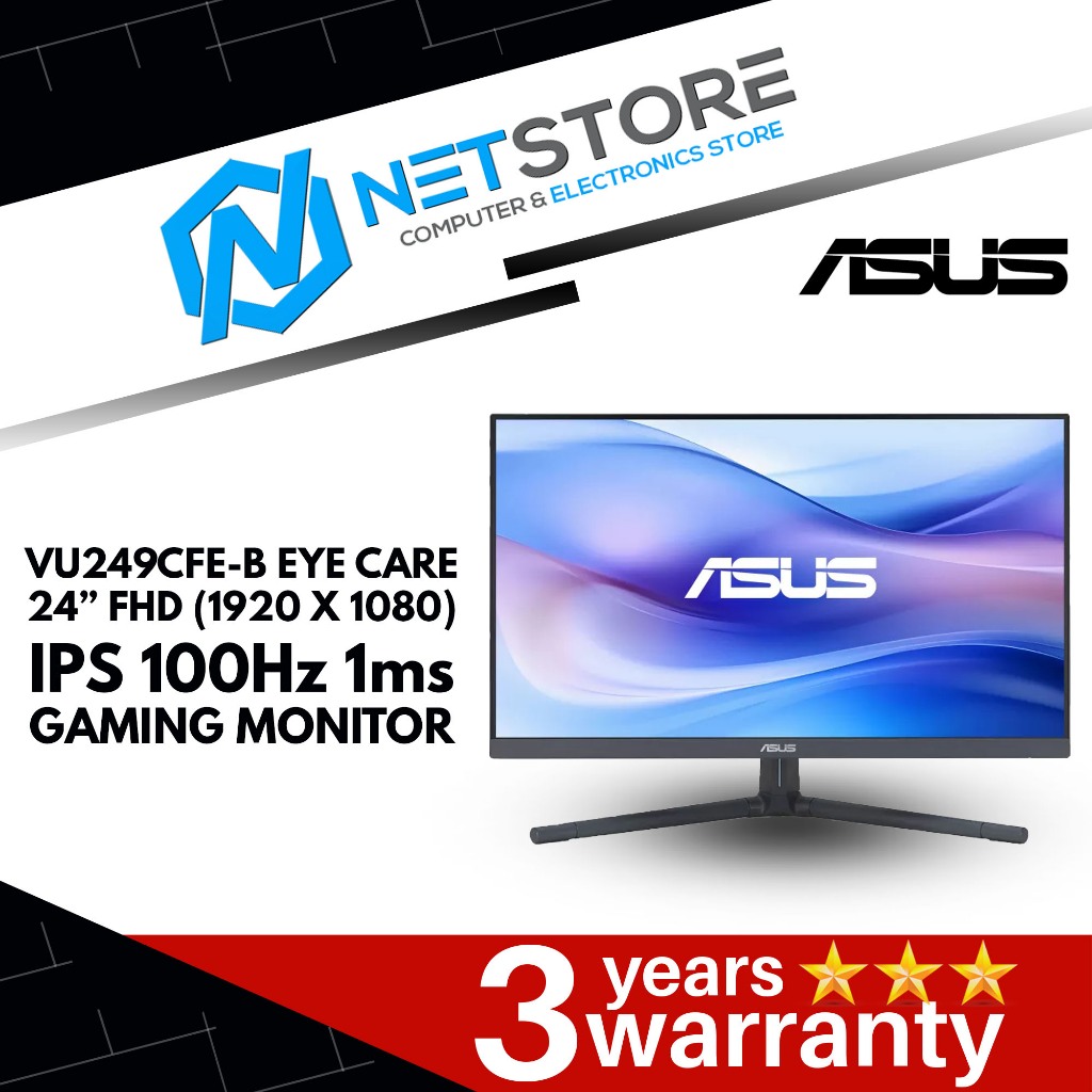 ASUS VU249CFE-B EYE CARE 24” FHD (1920 X 1080) IPS 100Hz 1ms GAMING ...