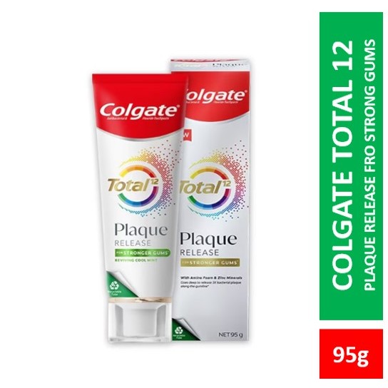 COLGATE TOOTHPASTE TOTAL 12 PLAQUE RELEASE FOR STRONGER GUMS 95g MINT ...