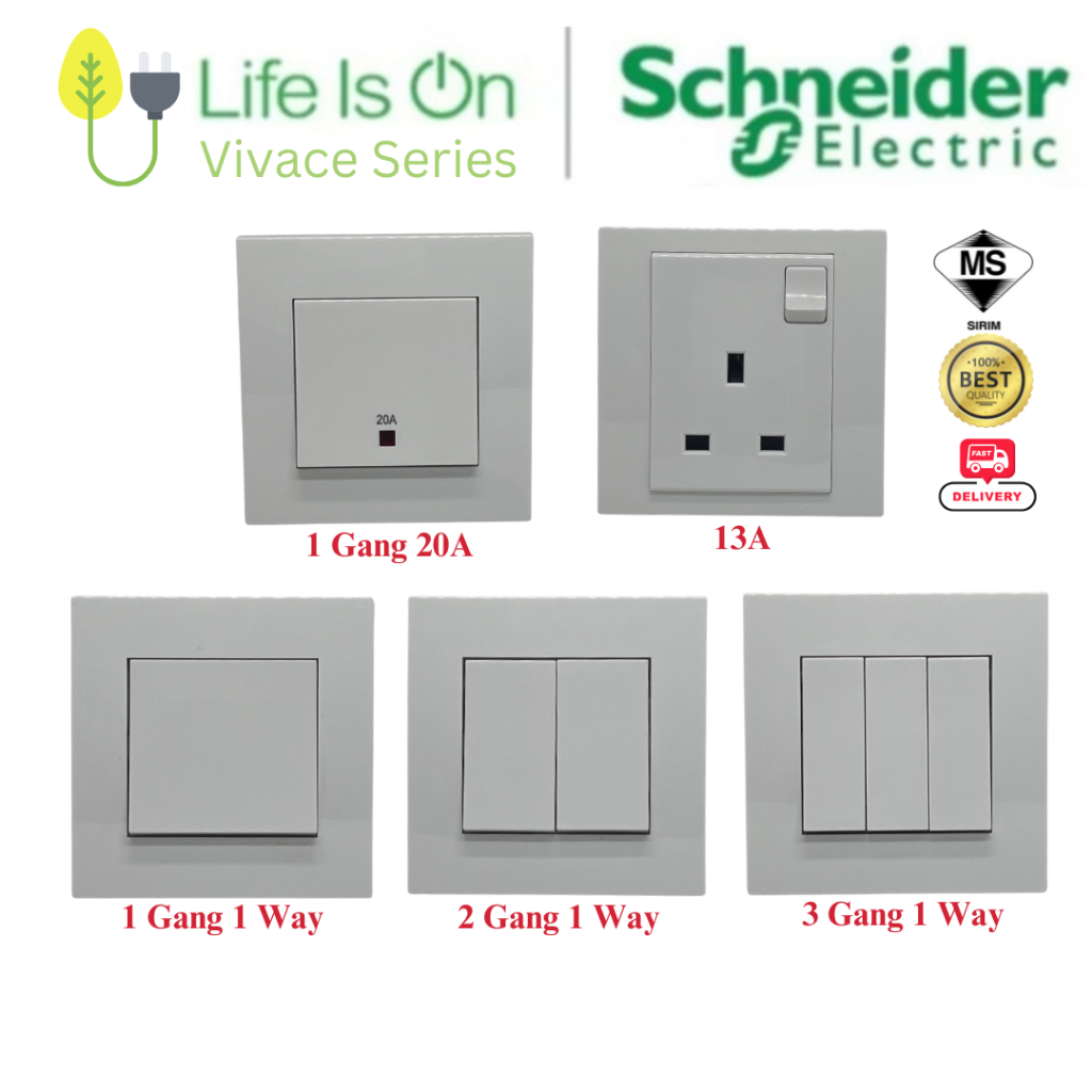 [SIRIM] Schneider ViVACE White SUIS SOCKET 13A/15A/1GANG 20A/1GANG BELL ...