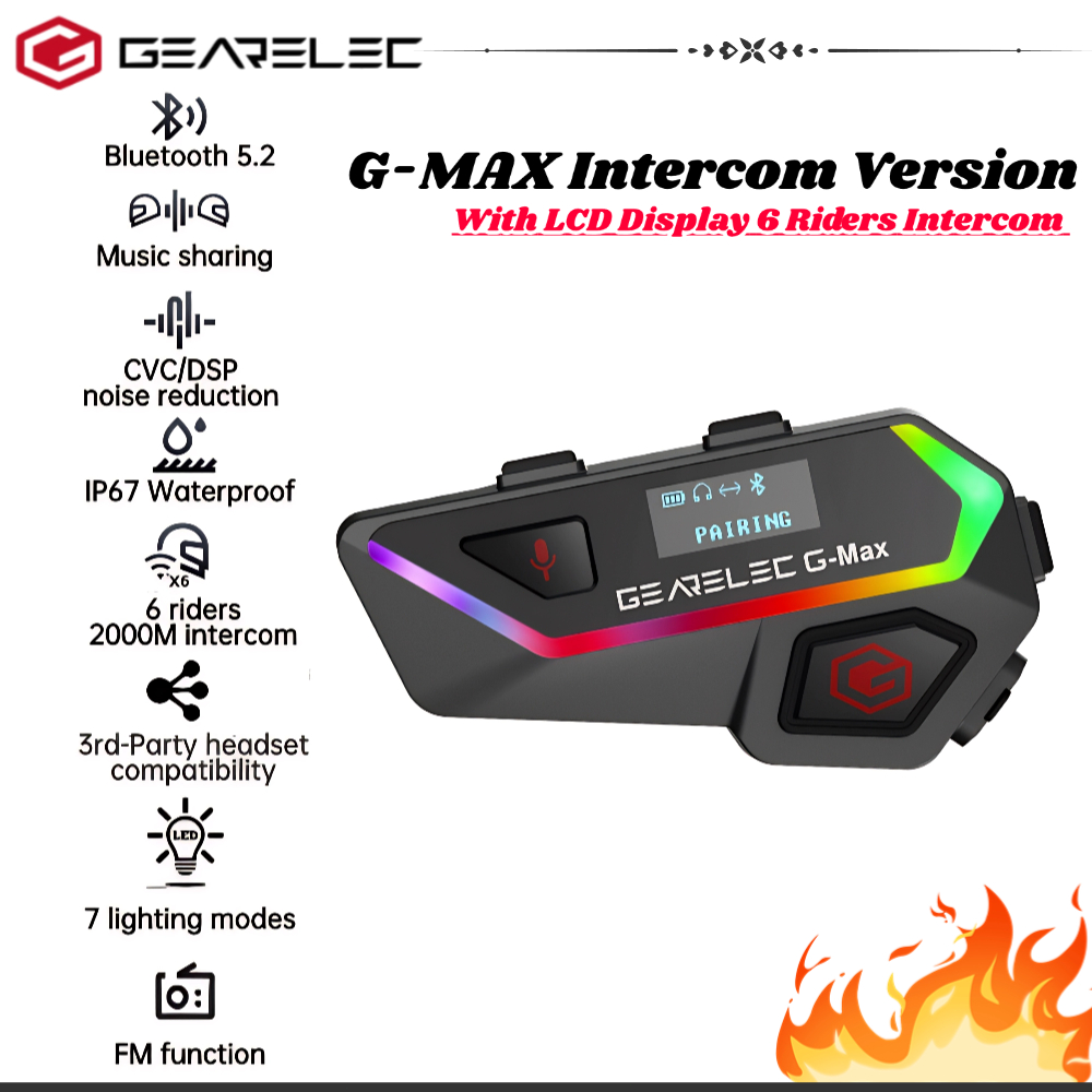 GEARELEC G-Max Intercom Helmet Group Of 6 Rider Wireless Headset Helmet ...