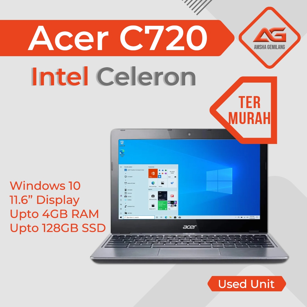 Acer C720 Laptop window 10 11.6 Inch 4GB Ram 128GB SSD Zooom Google ...