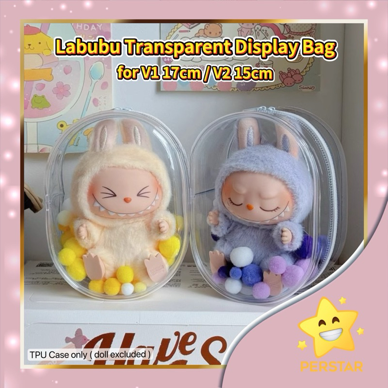 Labubu Display Bag, Dust-proof with Keychain Labubu V1 V2 Doll Storage ...