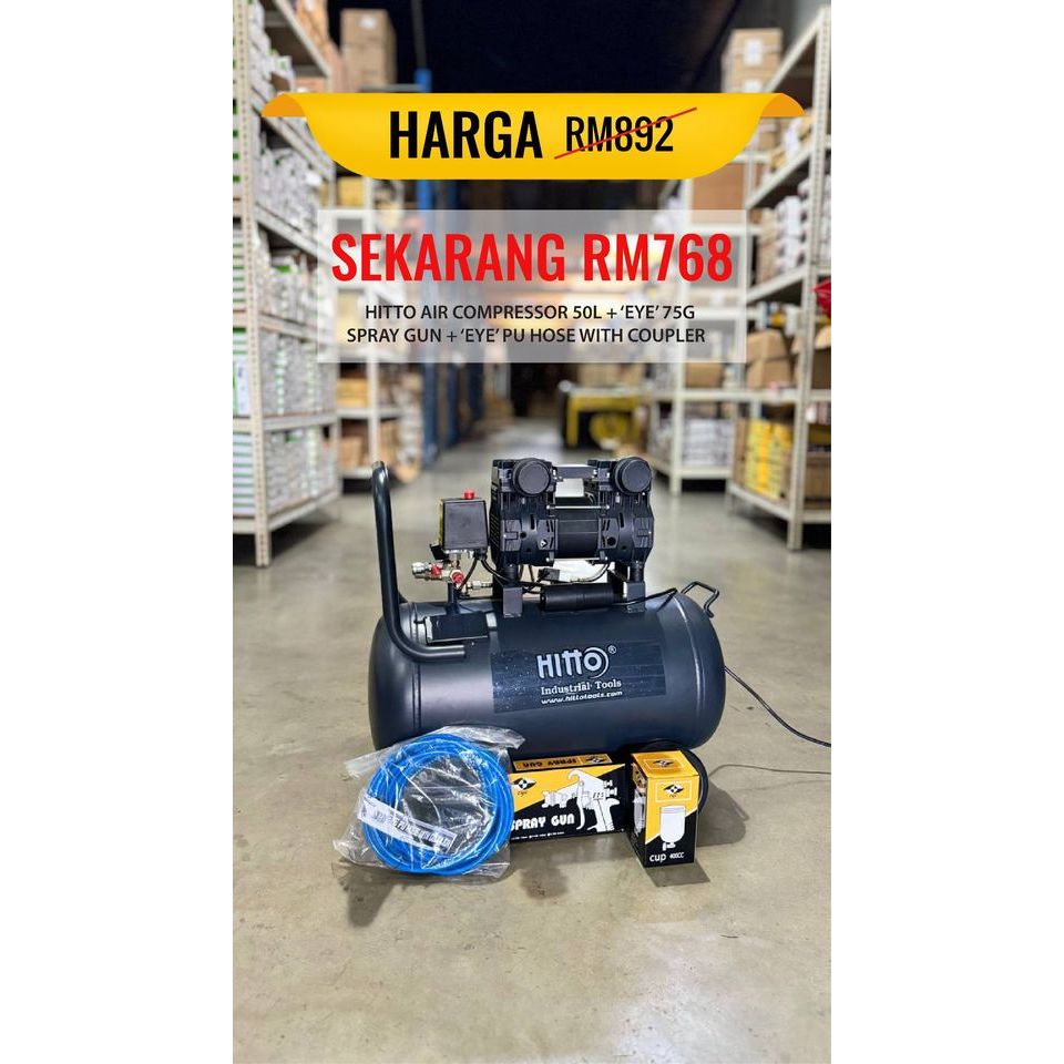 HITTO Pakej Kompressor Cat Motor 50L Angin Kompressor /Motor Kurang ...