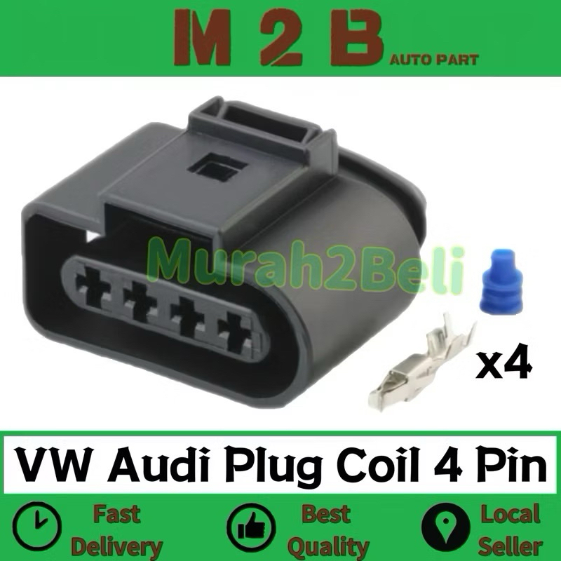 Volkswagen Audi (1J0973724) Ignition Plug Coil Socket Connector 4 Pin ...