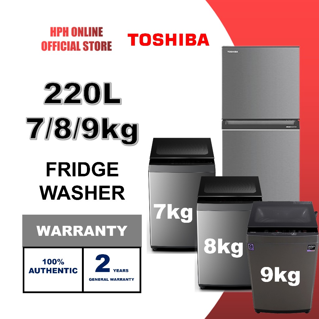 Toshiba Combo Refrigerator Washing Machine (220L / 300L / 310L + 7kg / 8kg / 9kg) GR-RT230WE GR ...
