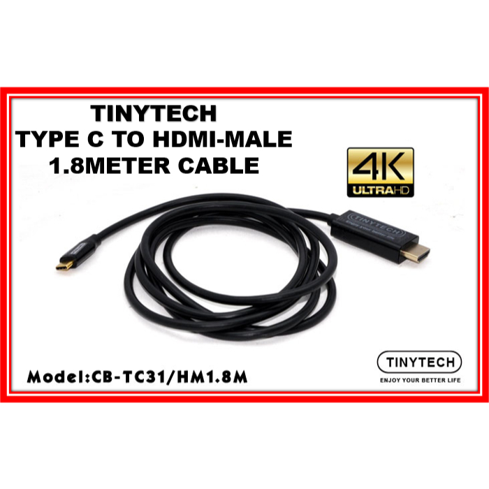 TINYTECH TYPE-C MALE TO HDMI MALE/4K DISPLAY/ | Shopee Malaysia