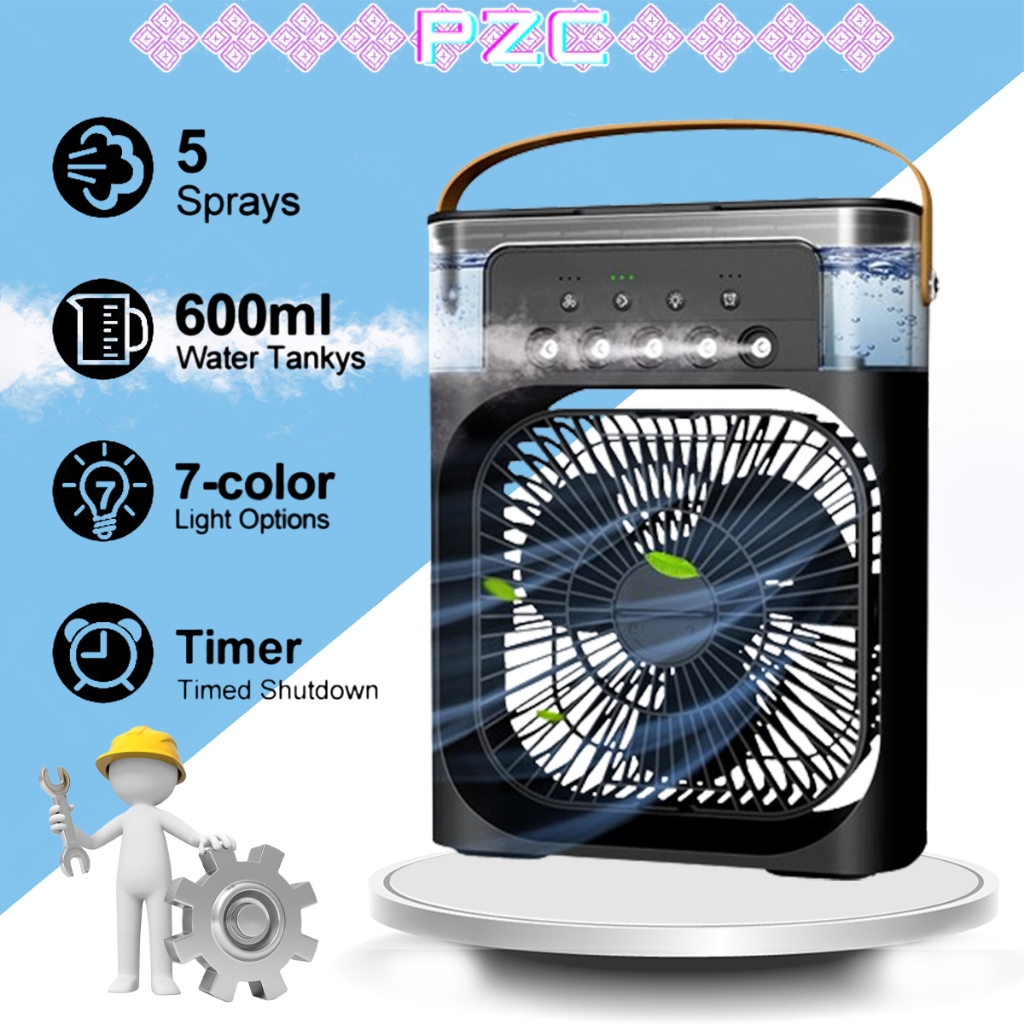 Mini Air Conditioner Water Cooling Fan 5 Holes Spray 600ml Water Tank ...