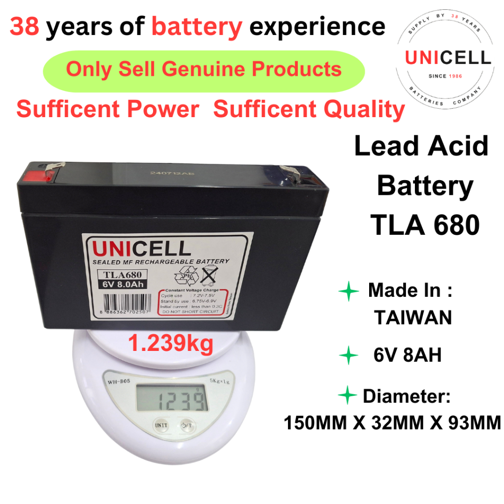 TLA 680 Battery Back Up Battery 6V 8AH Rechargeable Sealed Lead Acid Battery Back up Battery ...