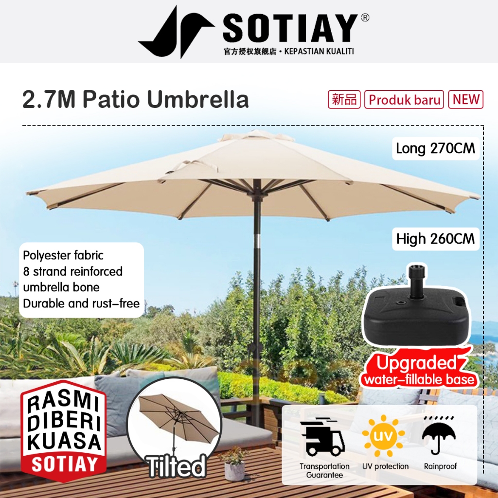 2.7M*2.6M Parasol Garden Umbrella Retractable Outdoor Parasol Oxford ...