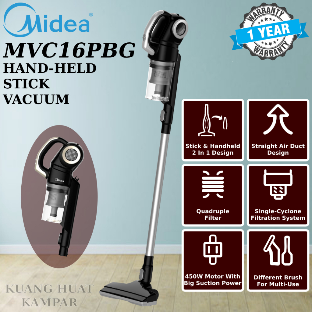 MIDEA 450W HAND-HELD STICK VACUUM CLEANER MVC-16P-BG / MVC16PBG ...