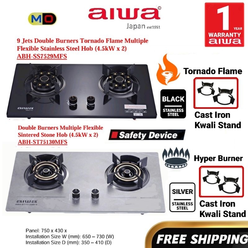 (FREE SHIPPING)AIWA Built In Hob with 4.5kw Tornado Flame/Hyper Burner ...