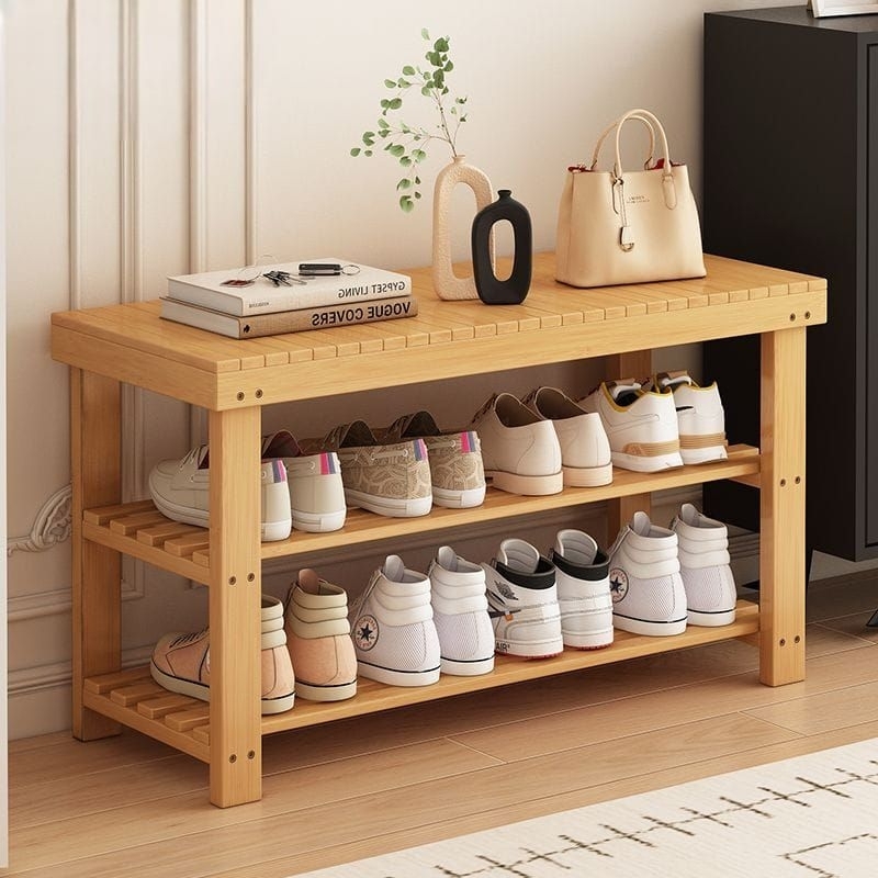 Bamboo Shoe Storage Bench Shoe Rack / Rak Kasut Bangku Kayu / Storage ...