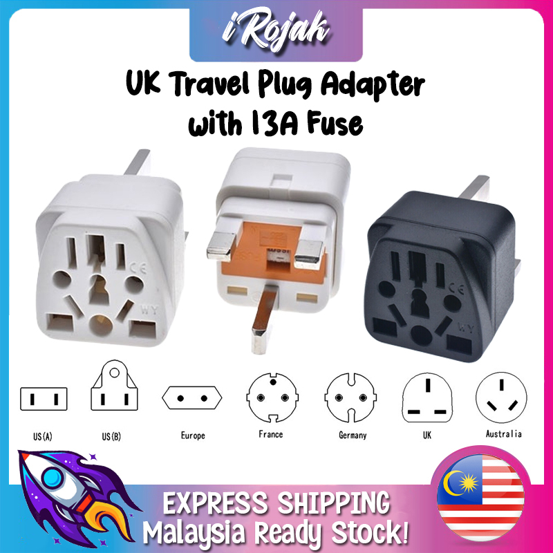 [iRojak] Universal Adapter With Fuse 13A 3 Pin Plug Socket Converter Conversion Plug 转换插头 - HL43 ...