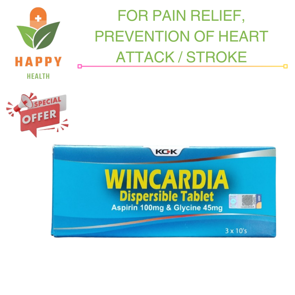 [ Exp 2/2026 ] Wincardia Dispersible Tablet ( Aspirin 100mg & Glycine ...