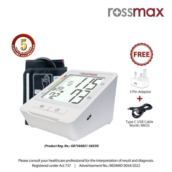 Rossmax Z1 Blood Pressure Monitor + USB Power Connector (5 years ...
