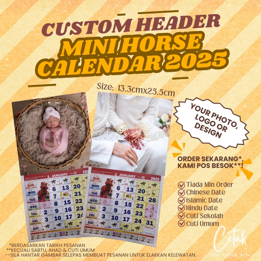 [No Min Order] Mini Kalendar Kuda Wall Calendar 2025 [Custom Header ...