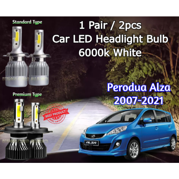 For Perodua Alza 2007-2021~ 1 Pair LED Bulb 6000K White Car Headlight ...
