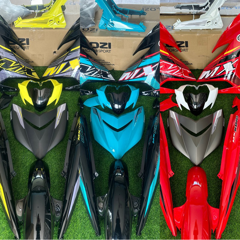Body coverset Y15 V2 MX king merah lemon biru kuning cyan hijau stiker ...