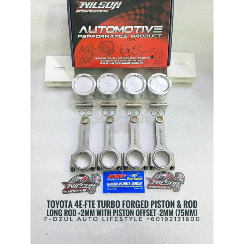 Wilson Engineering Toyota 4E-FTE Forged Piston & Rods Long Rod setup ...