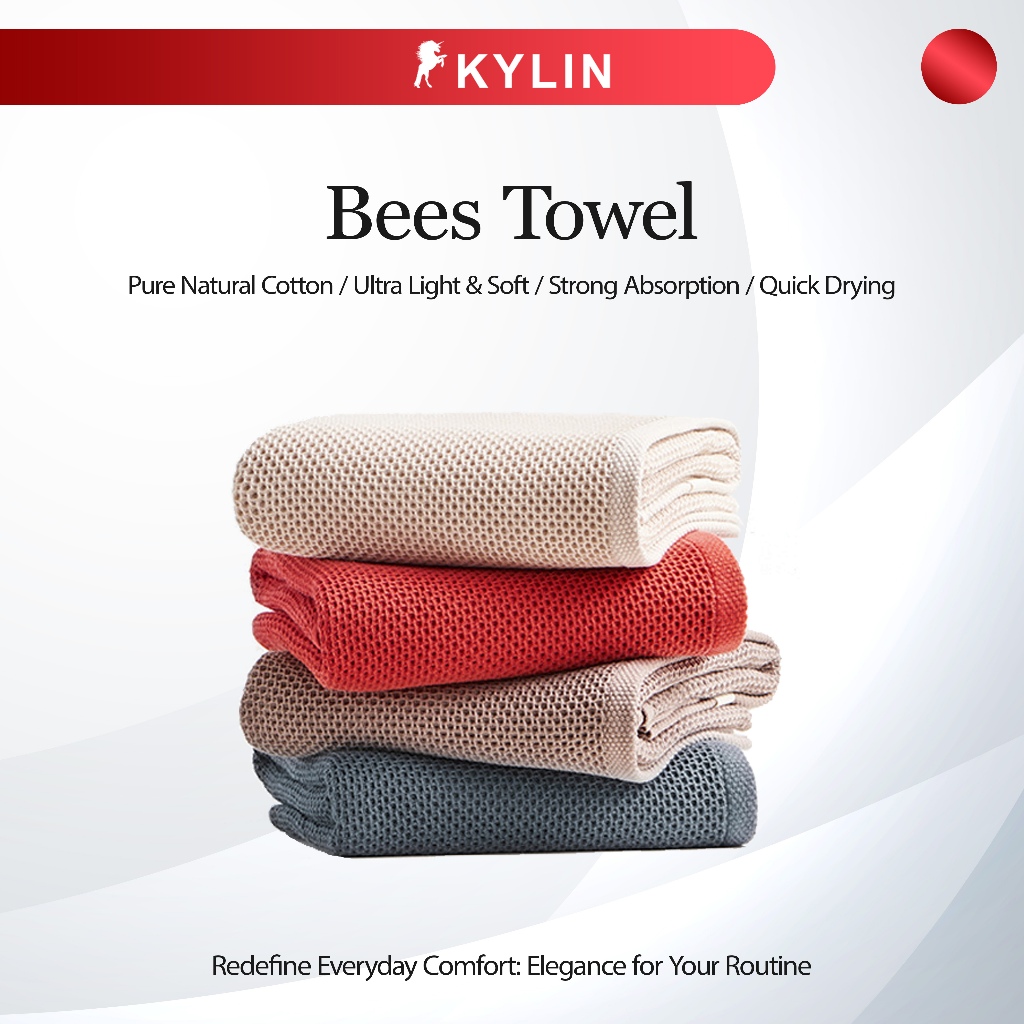 KYLIN Bees Towel - Natural Cotton Honey Comb Design | Shopee Malaysia