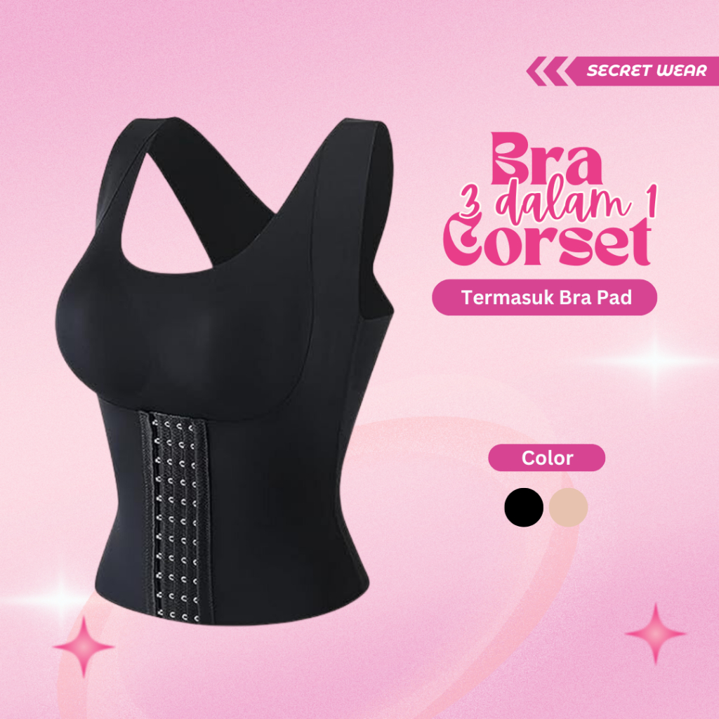 2 In 1 Push Up Bra Corset Girdle Corset Body Shaper Secret Wear ...