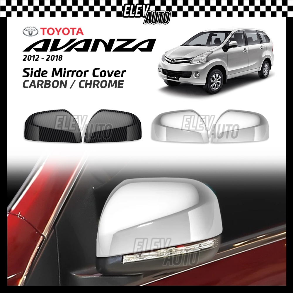 Toyota Avanza 2012 - 2018 Side Mirror Cover Trim Carbon Chrome Garnish ...