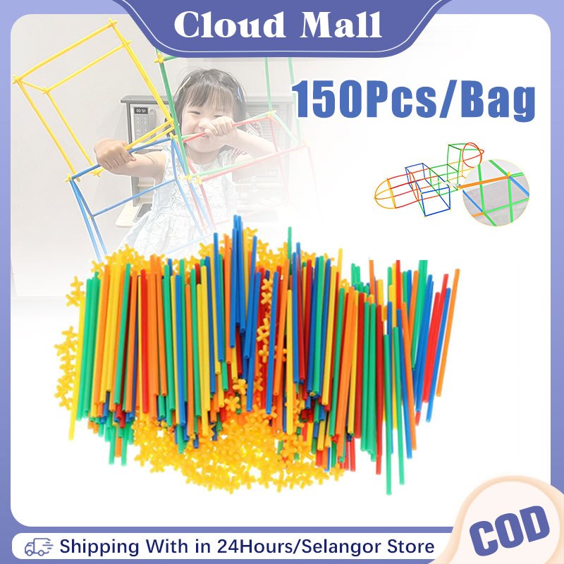 150Pcs Straw Constructor Toys Straw Toy Interlocking Plastic Toys ...