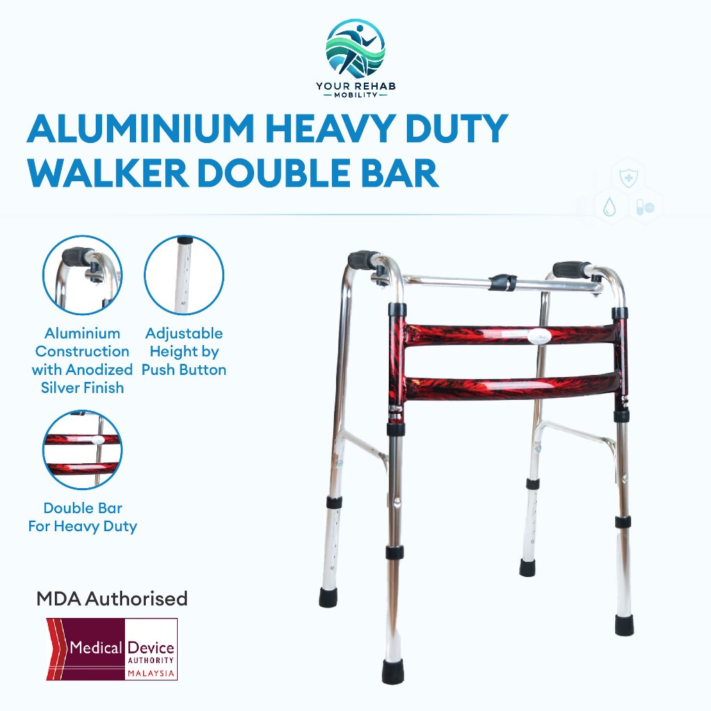 Your Rehab Mobility Aluminum Heavy Duty Walker Double Bar | Shopee Malaysia
