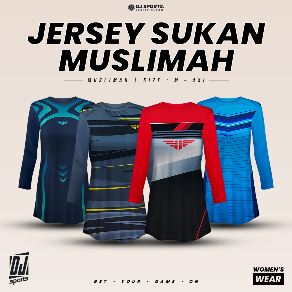 DJ Sport Jersey Muslimah Abstract Long Sleeve Quick Dry - Size M-4XL ...