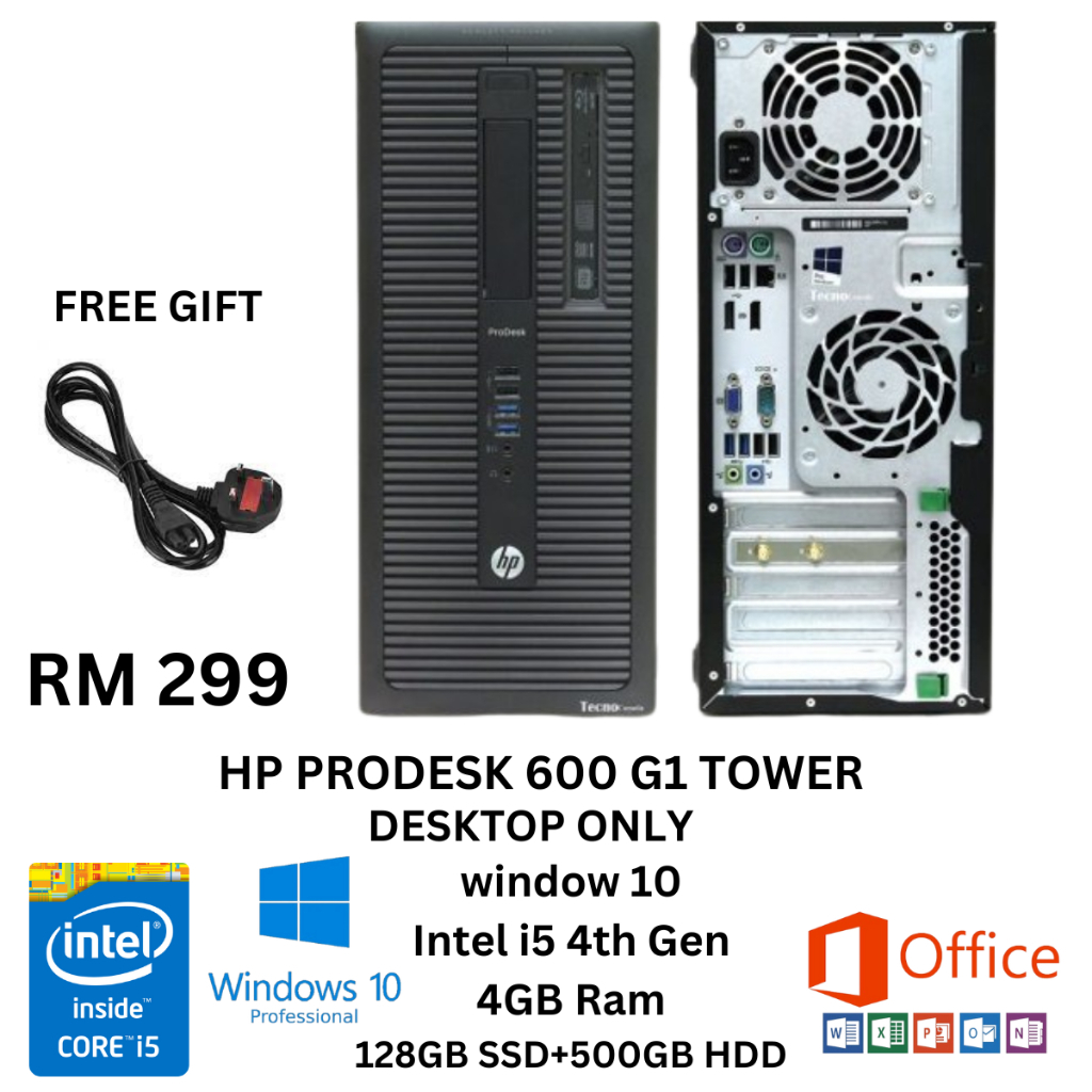 Hp prodesk 600 G1 Tower PC - Intel Core i5 4th gen - 8GB RAM - 256GB ...
