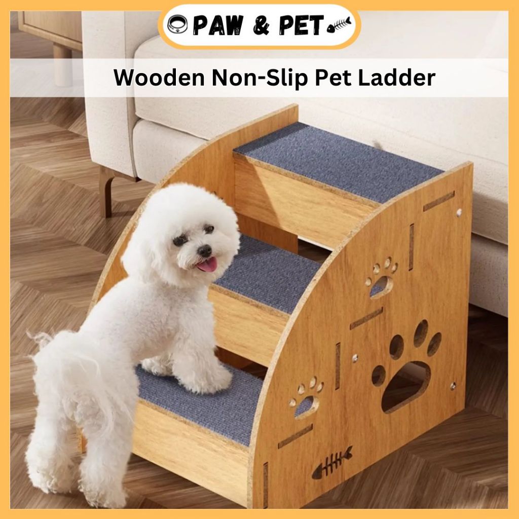 Wood Pet Stair & Ramp With Non-Slip Ladder Furniture Climbing Step Pet ...