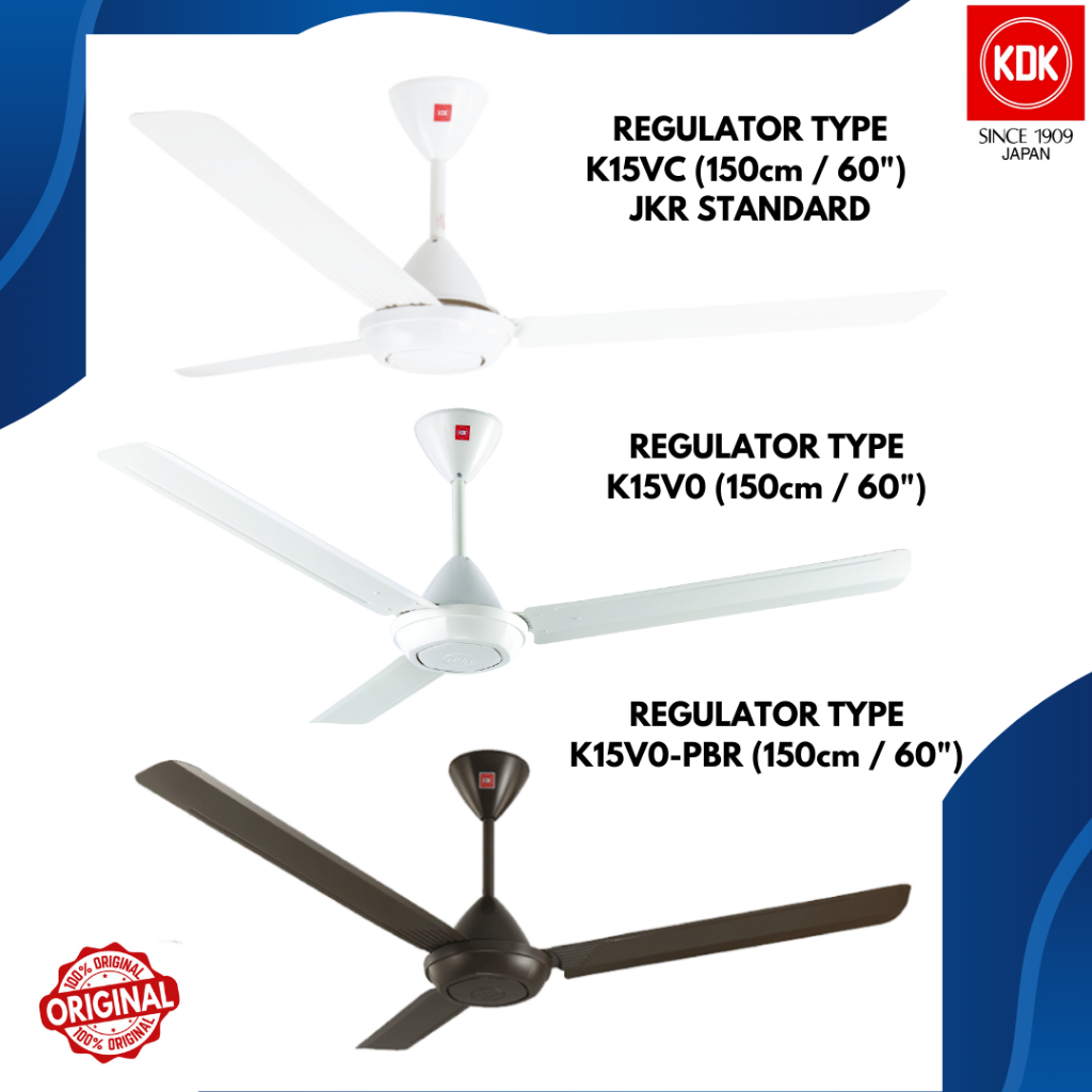 KDK K15VC/ K15V0 / K15V0-PBR/ Kipas Siling Ceiling Fan with Regulator ...