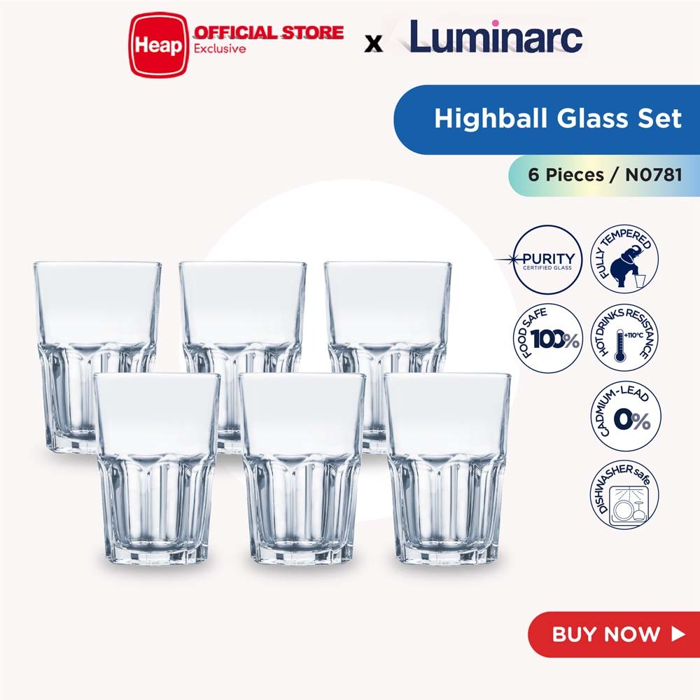Luminarc 6Pcs Granity Highball Glass Set - (350ML) [Model: N0781 ...