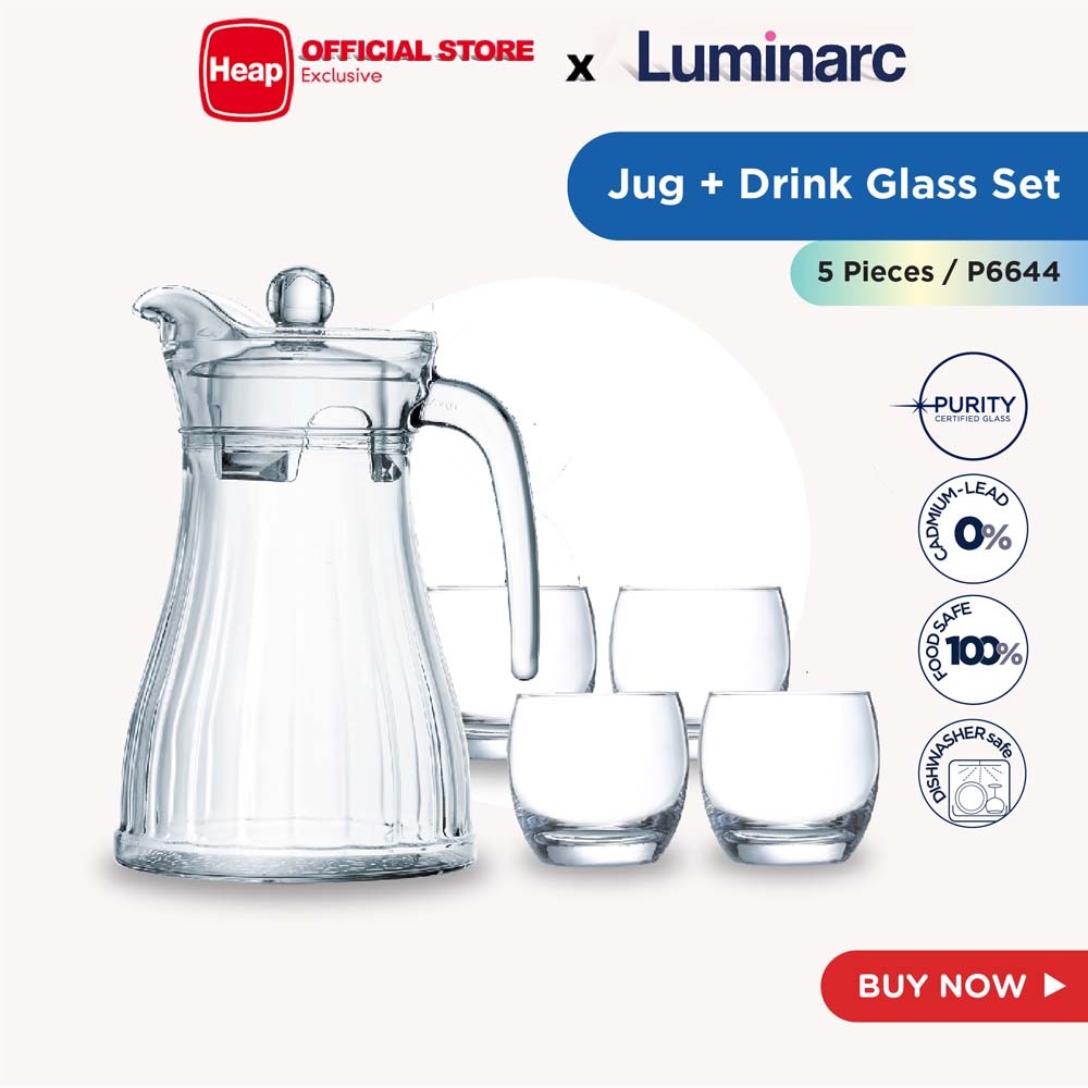 Luminarc 5Pcs Bucolique Jug + Salto Drink Glass Set - (1000+320ML) [Model: P6644] - Tableware ...
