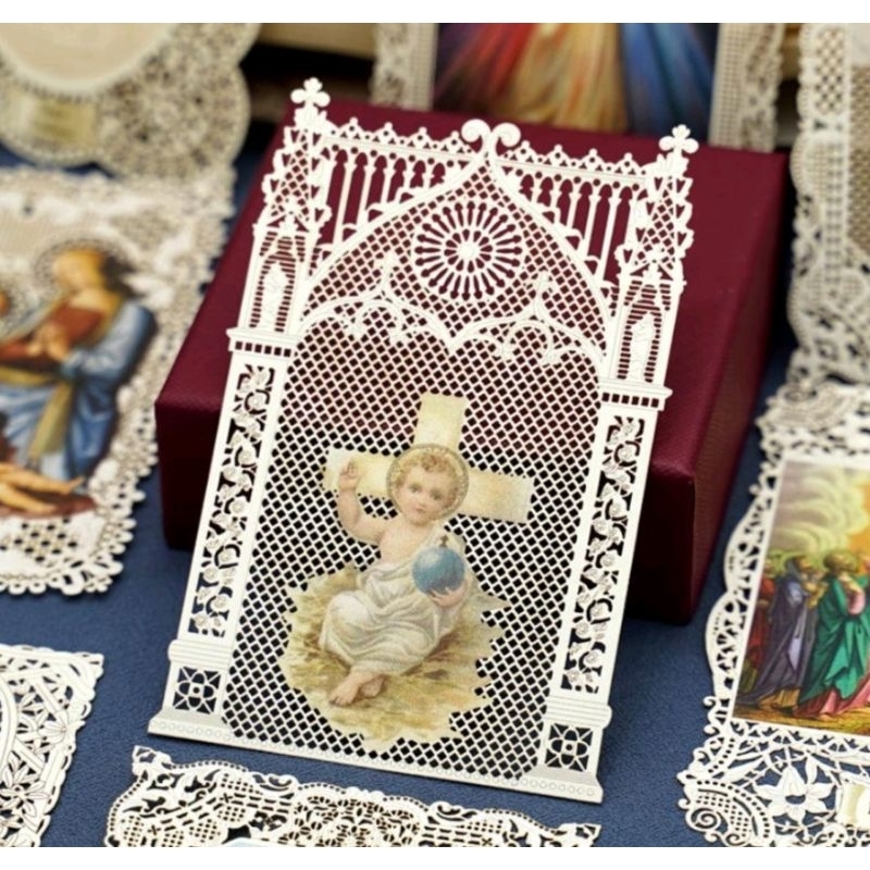 Infant Jesus, Christmas/ Nativity/ Holy Family Catholic Lace Holy Card ...