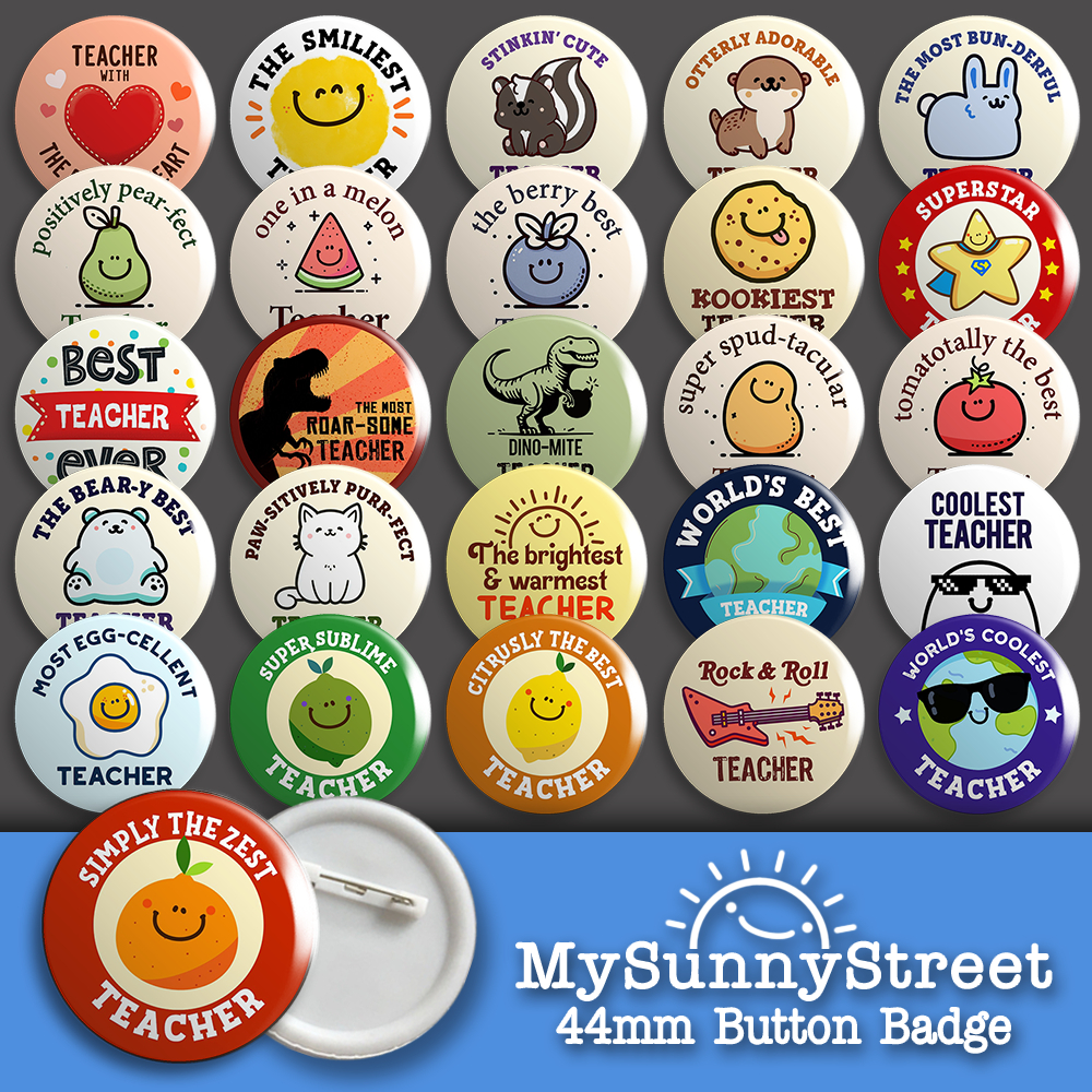 Best Teacher Ever 44MM Button Badge Pin/ Keychain/ Magnet Teacher's Day ...