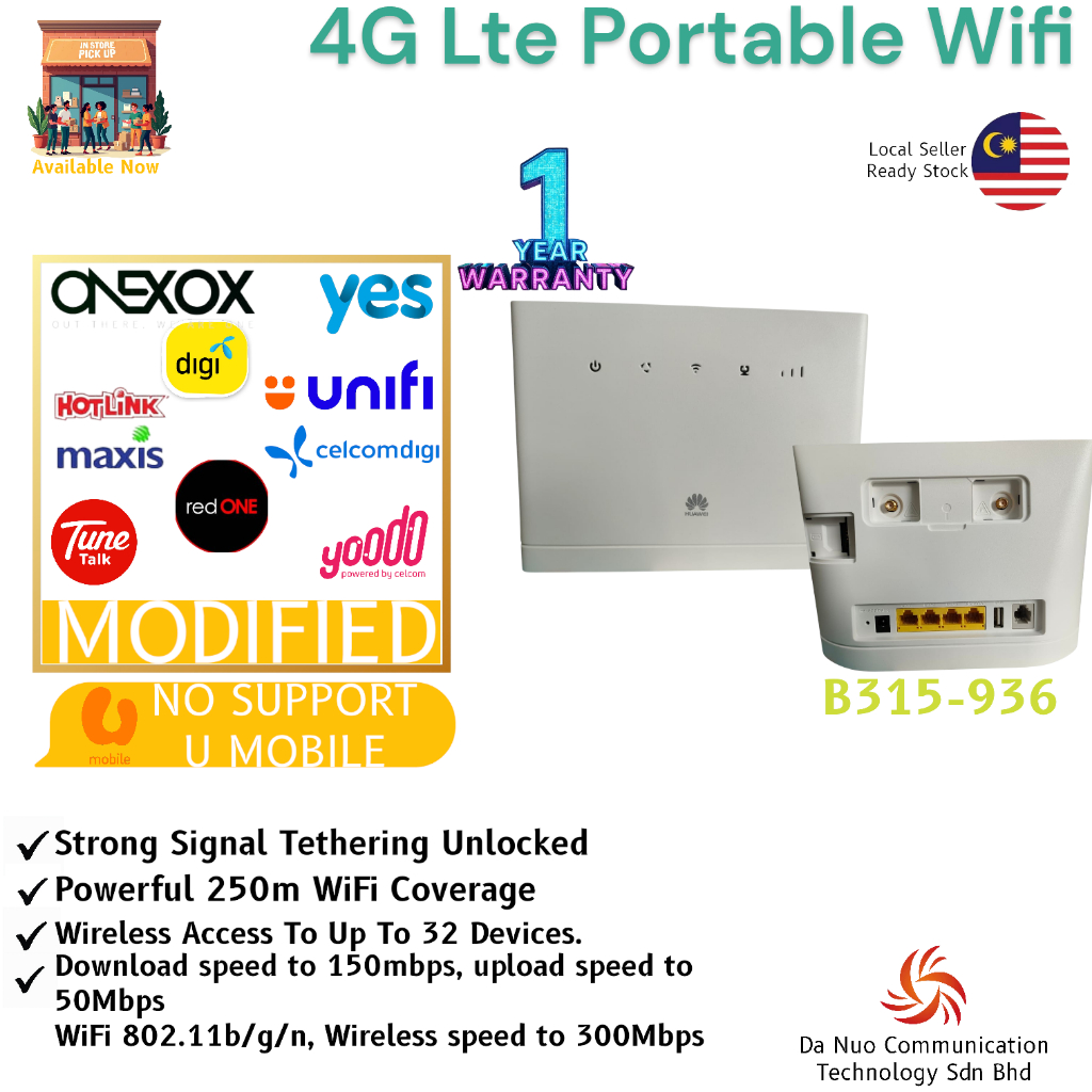 WIFI Router Modem B315S - 936 MOD With Unlimited Hotspot 150Mbps ...