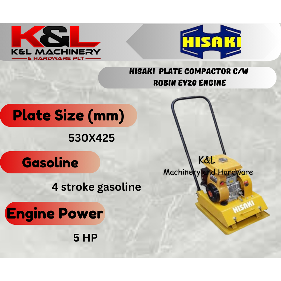 HISAKI YP80 Plate Compactor WITH Robin Petrol Engine EY20 5HP | Shopee ...