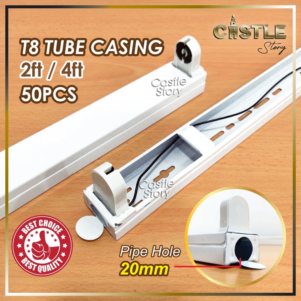 (50pcs) LED T8 Casing Fitting led T8 Single Casing 2feet 4feet Casing ...
