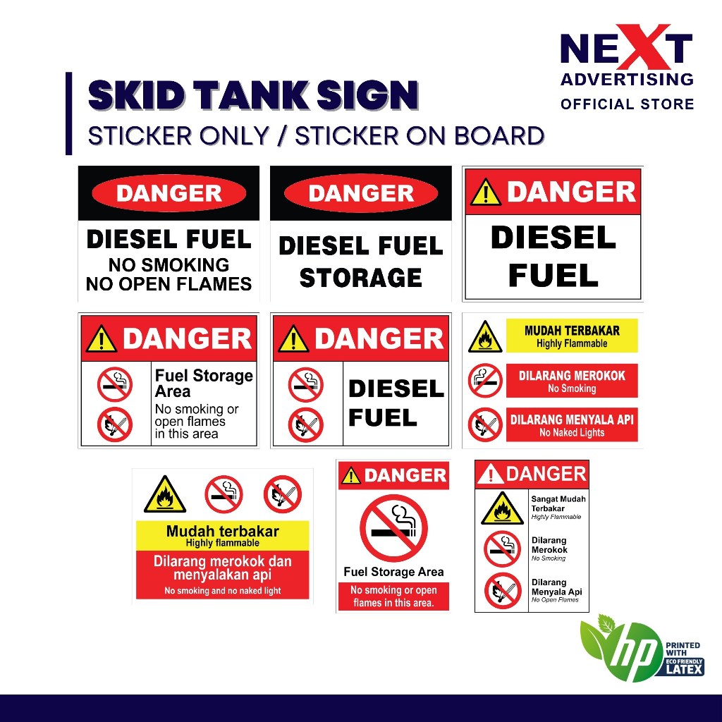 SKID Tank Sticker Sign | Diesel Fuel Storage Sign | Highly Flammable ...