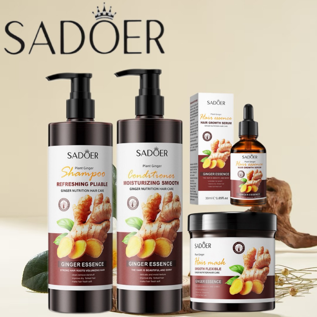 SADOER Ginger Plant Essence Hair Shampoo Conditioner Hair Mask Hair Essence Refreshing Pliable ...