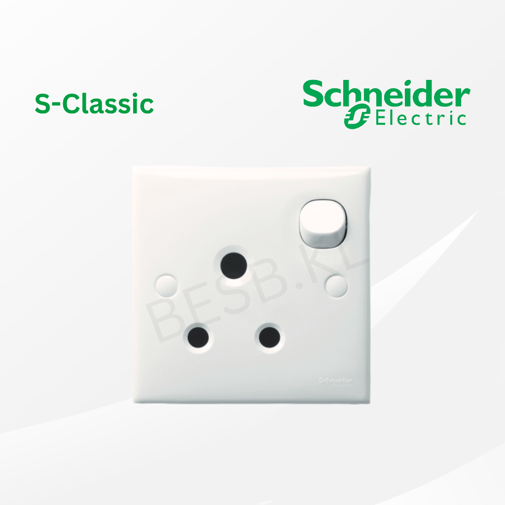 Schneider S Classic E15_15R_WE_G11 15A 1 Gang 3 Round Pin Switched ...