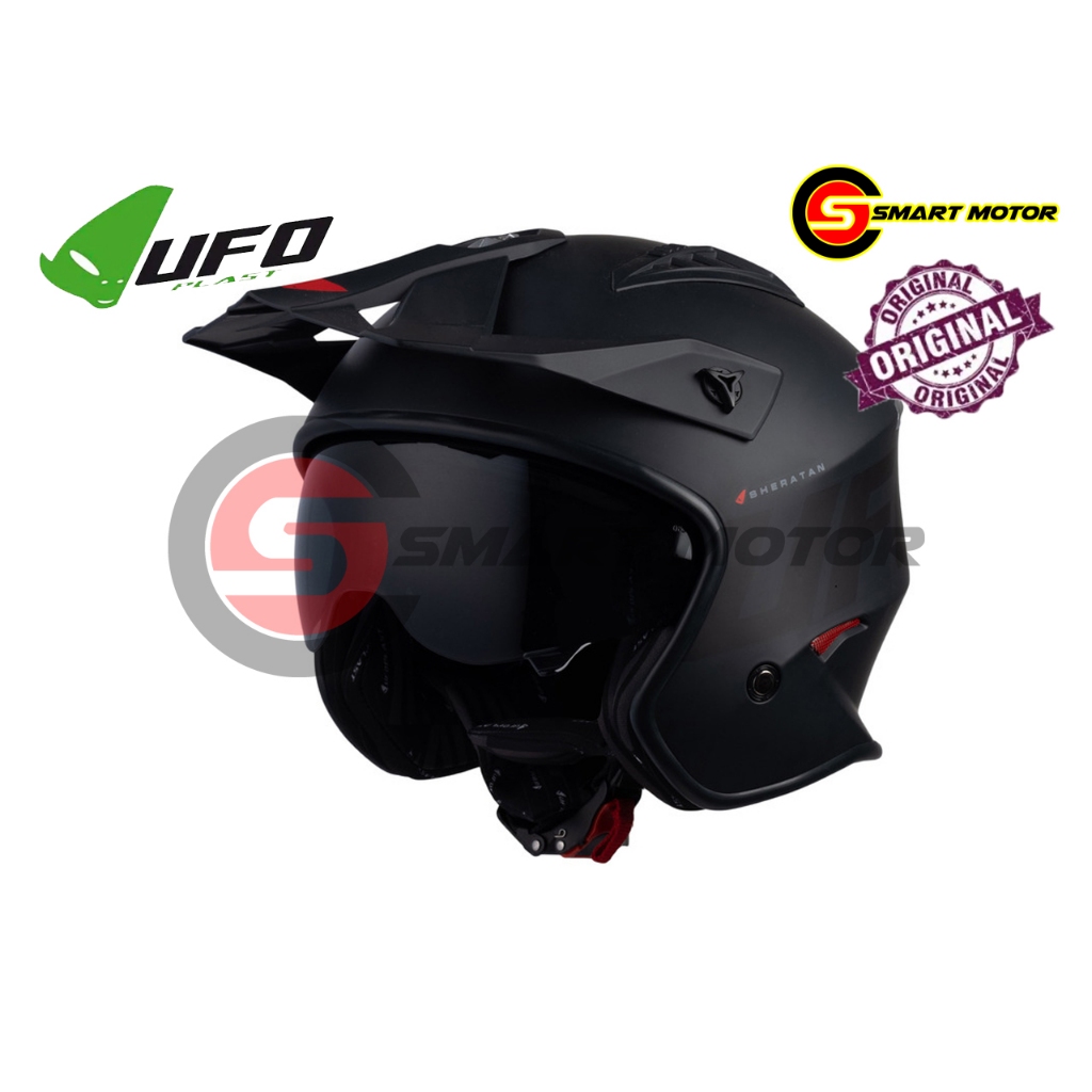UFO Helmet Sheratan Black Motorcycle Scooter Urban Road Open Face Mopeq ...