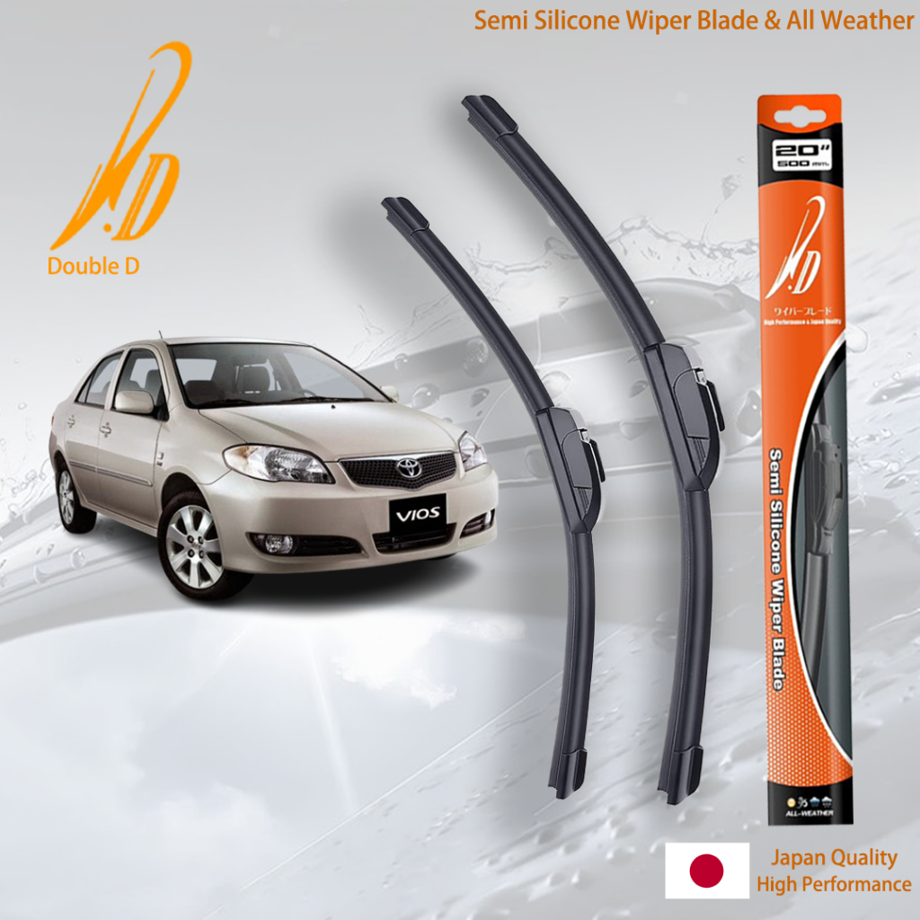 TOYOTA VIOS NCP42 Double D SEMI SILICONE Wiper Blade (Front Set) JAPAN ...