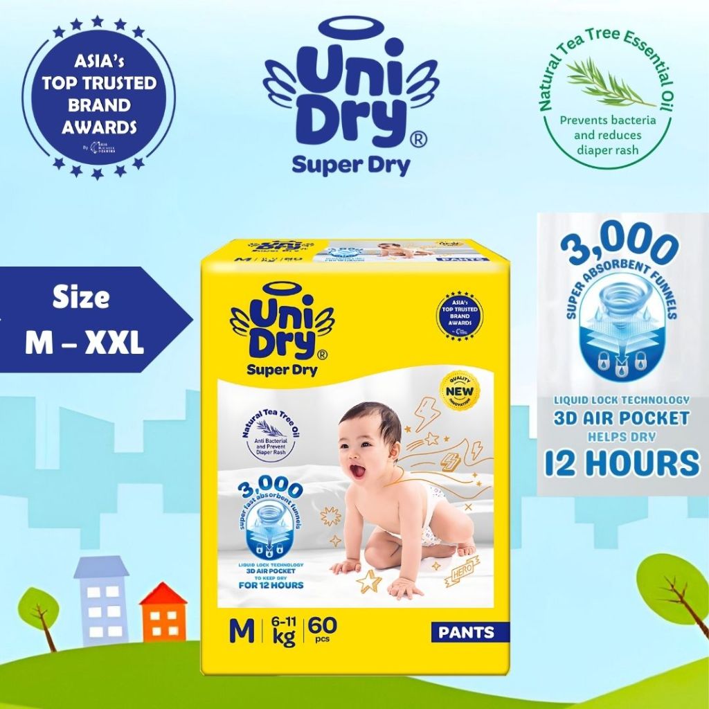 UniDry SuperDry Diapers Baby Pants Size M60/L50/XL42/XXL32 Diaper Baby Pull Up Extra Dry Comfy ...