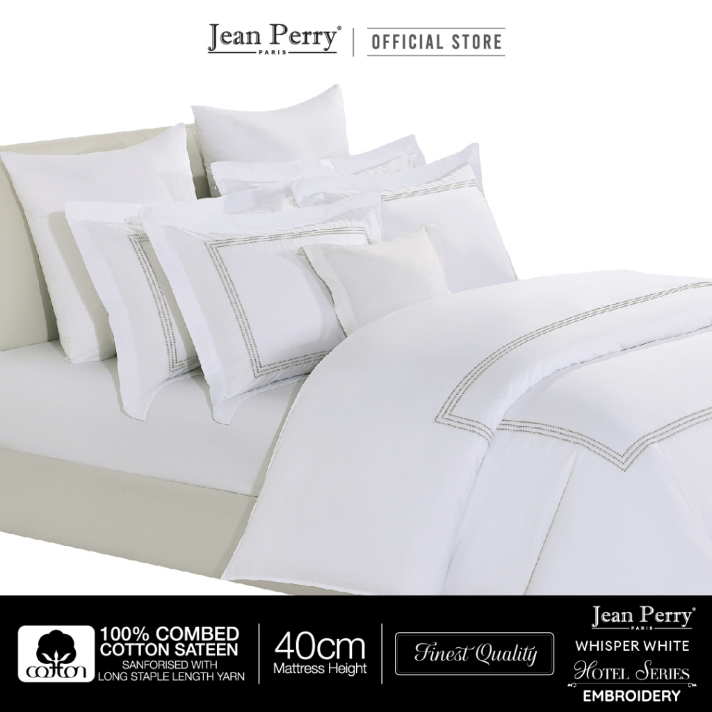 Jean Perry Hotel Series Embroidery Quilt Cover Set - 100% Combed Cotton ...