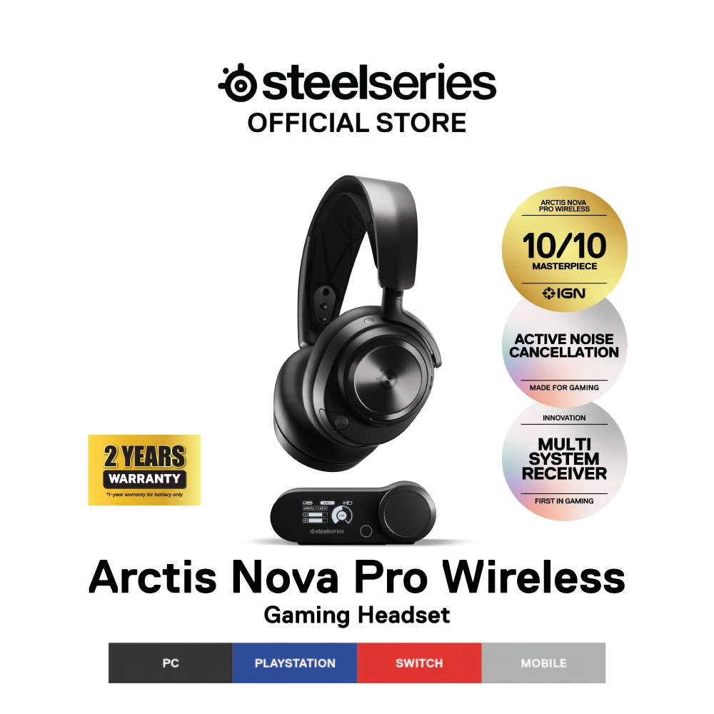 SteelSeries Arctis Nova Pro Wireless Gaming Headset ANC 2.4GHz and Bluetooth Spatial Surround ...