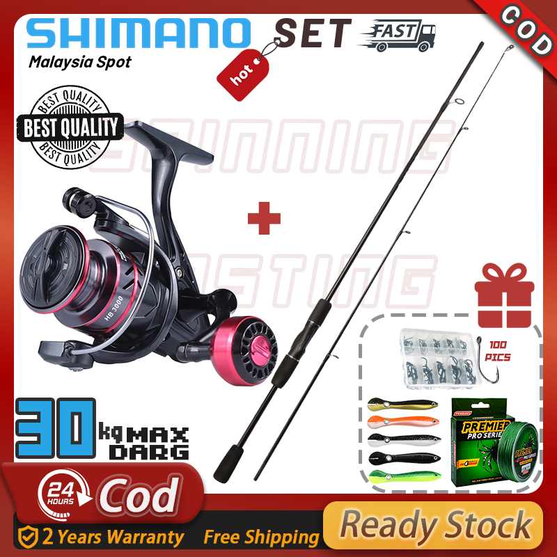 SHIMANO Reel Spinning Rod Set Joran Pancing 1 Set Fishing Rod Reel Set ...