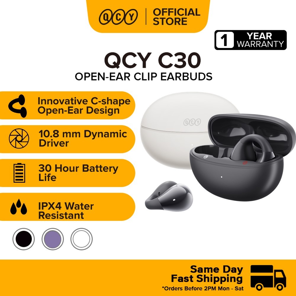 QCY Crossky C30 Ear-Clip Open Ear Earphones Bluetooth 5.4 Wireless ...